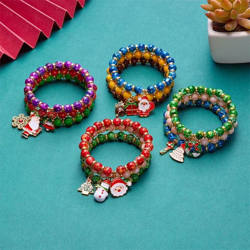3-Pcs-Christmas-Colourful-Beaded-Bracelets-for-Women-Girls-Christmas ...