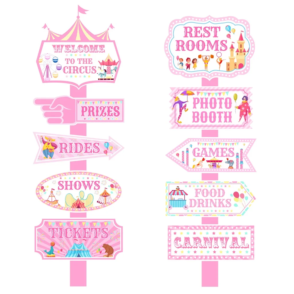 Circus-Carnival-Party-Directional-Signs-Circus-Tent-Porch-Sign-Carnival ...