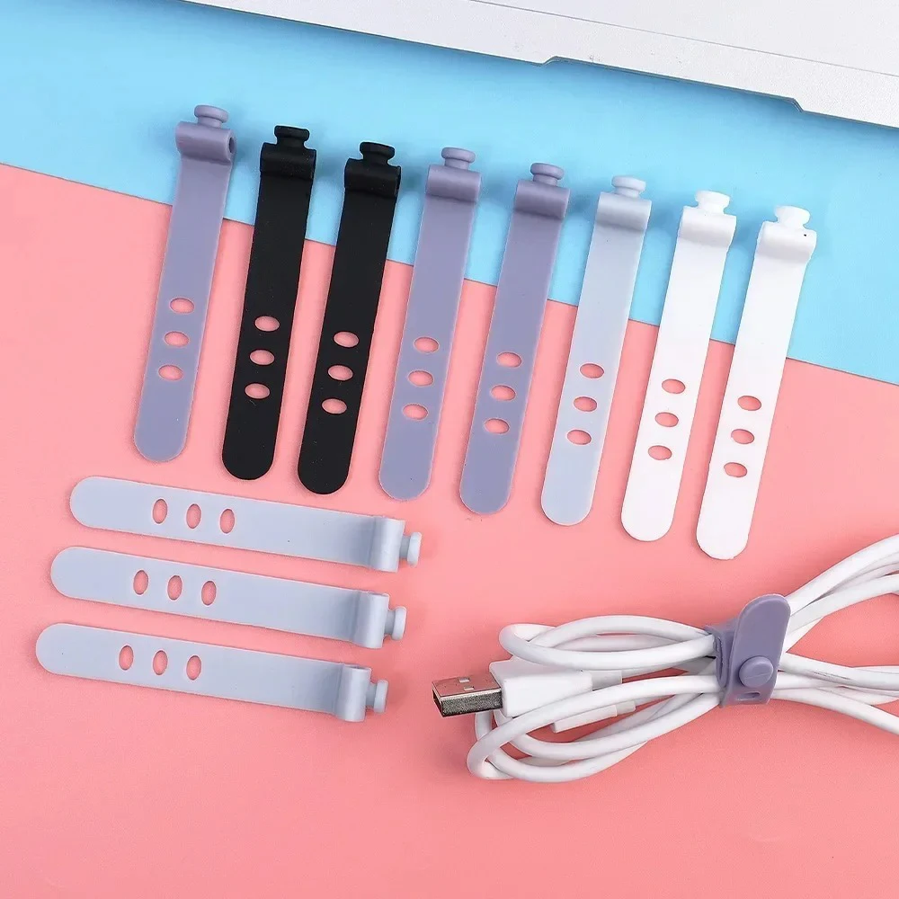 1/5/10Pcs Reusable Cable Ties Winder Flexible Silicone USB Data Cord ...