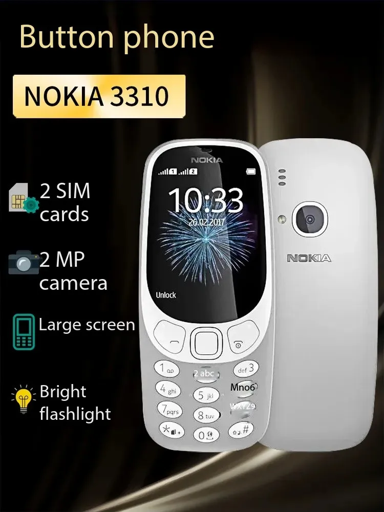 The Nokia 3310 phone features dual SIM cards with straight keys, making ...