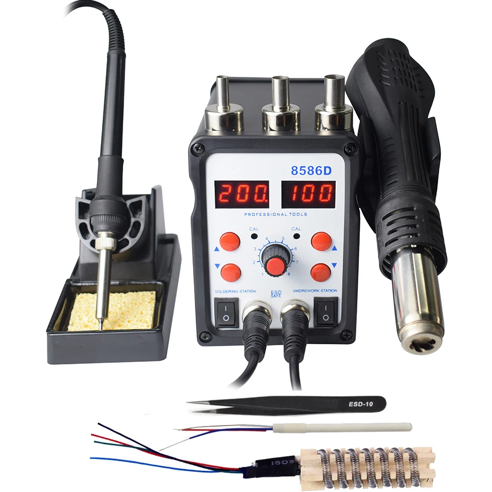 Eruntop-8586D-Double-Display-SMD-Rework-Station-Soldering-Iron-Hot-Air ...