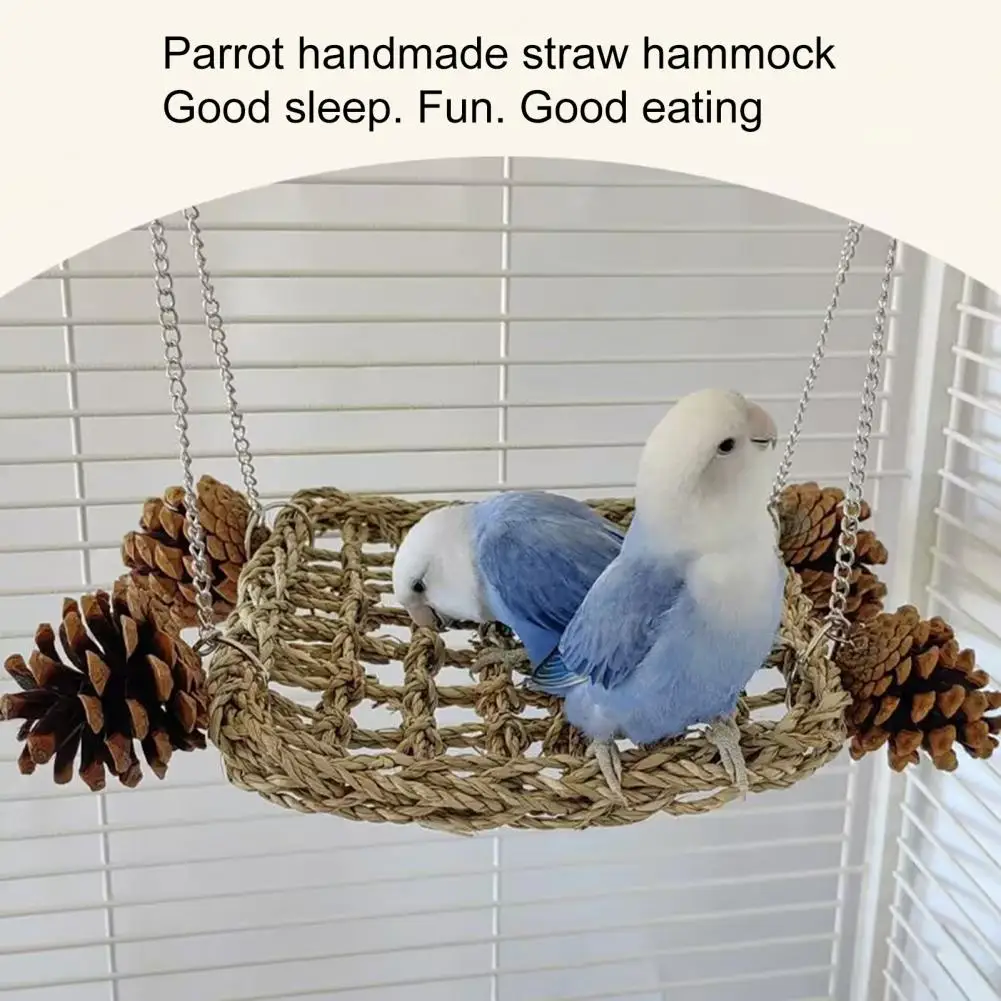 Parrot-Hammock-Natural-Materials-Pine-Cone-Decor-Bird-Hanging-Nest ...
