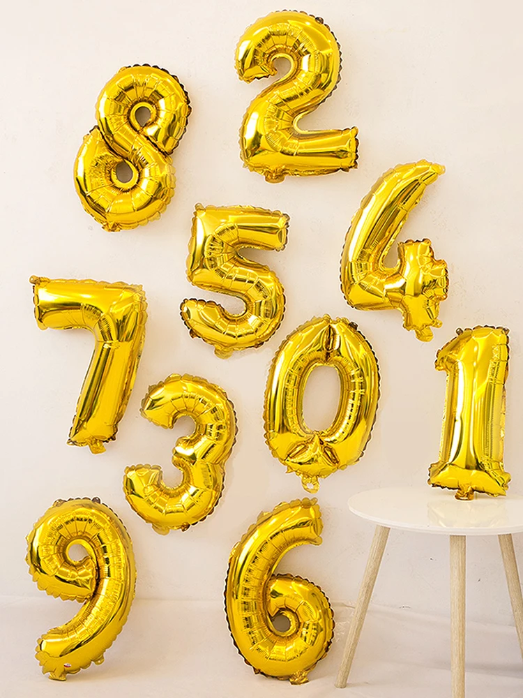 16/32/40 Inch Large Rose Numbers Birthday Balloons 0-9 Foil Balloons ...