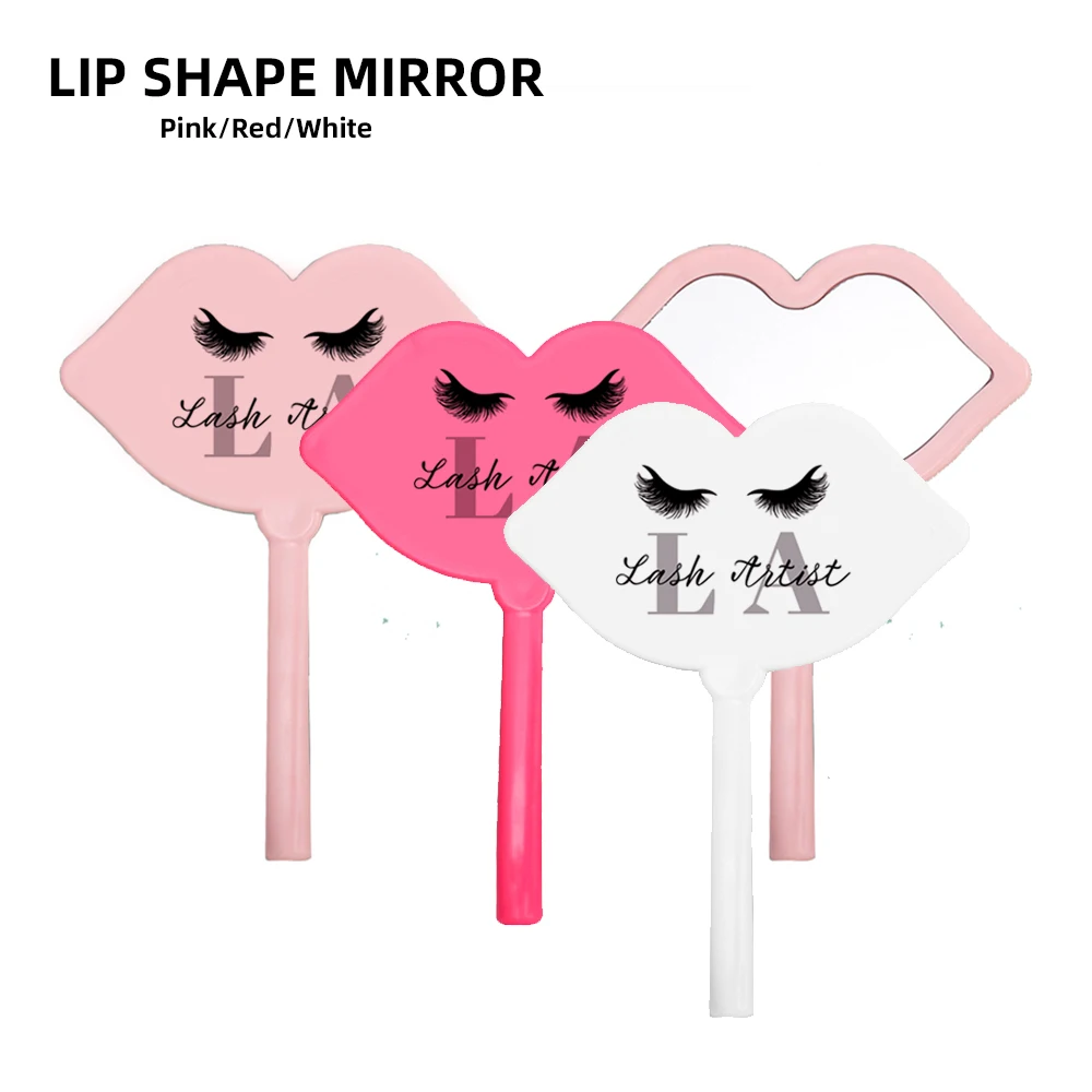Lash-Artist-Mirrors-With-Handle-Lip-Shape-Pink-White-Red-Eyelash ...