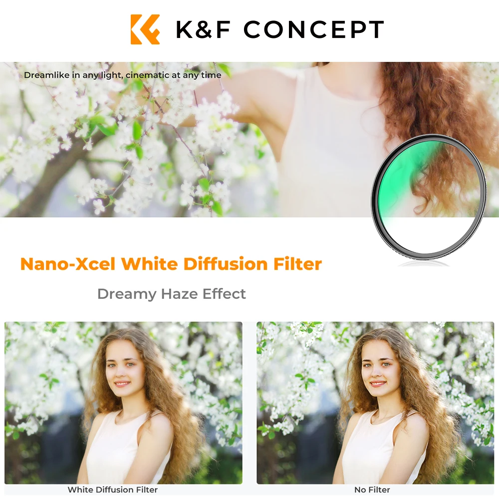 K&F CONCEPT Nano-X White Diffusion Filter, Dreamy Haze Effcet Dreamlike ...