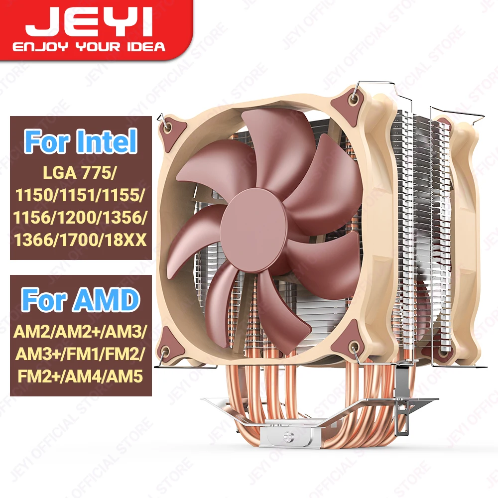 JEYI-CPU-Cooler-4-6-Heat-Pipe-Tower-Radiator-PC-120mm-4PIN-PWM-Fan-for ...