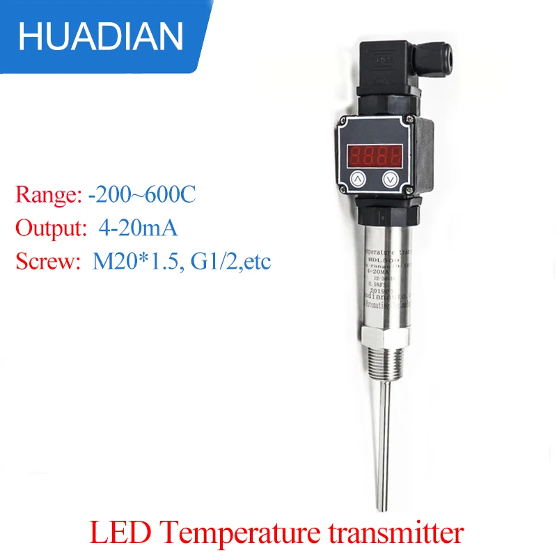 Pt100 Temperature Transmitter Indicating Sensor Plug in type 4 20mA output For Heavy oil ...