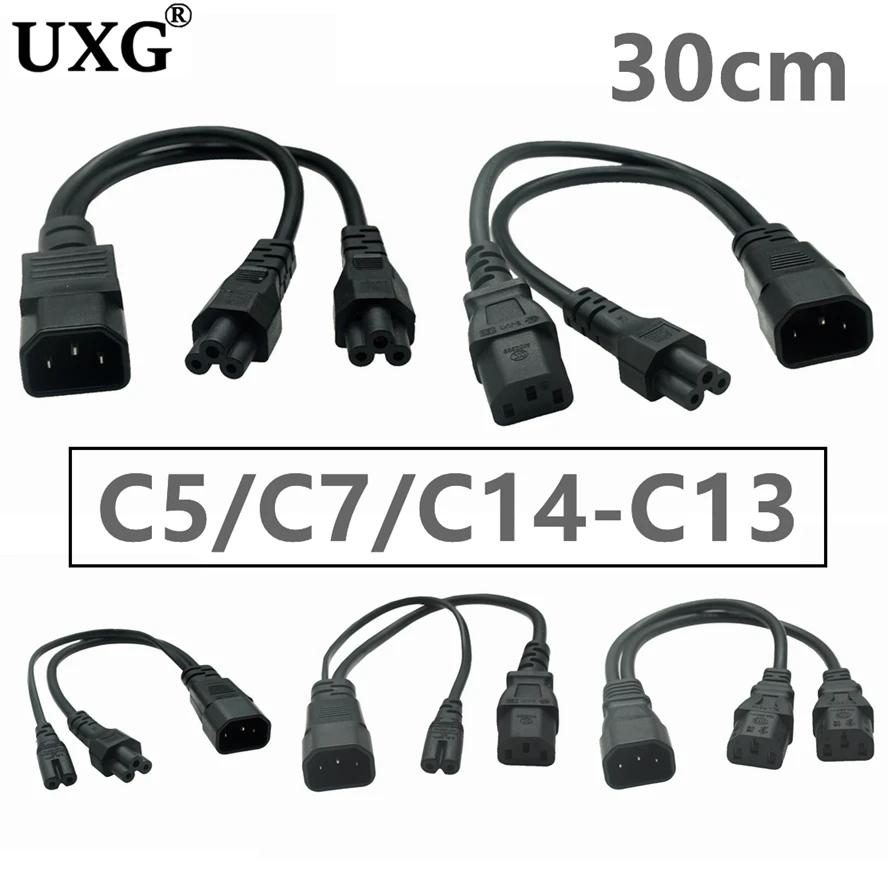 IEC 320 C14 Male Plug To 2XC13 C5 C7 C8 C13 Female Y Type Splitter Power Cord C14 To 2ways C13 ...