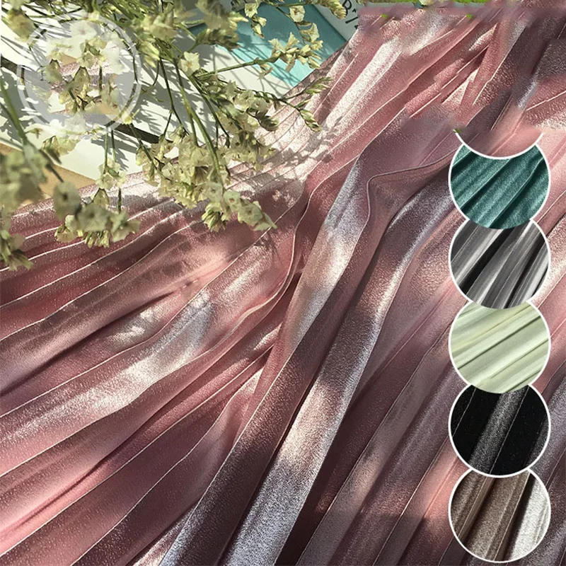 Pleated-Fabric-By-The-Meter-for-Dresses-Skirts-Clothing-Sewing-Plain ...