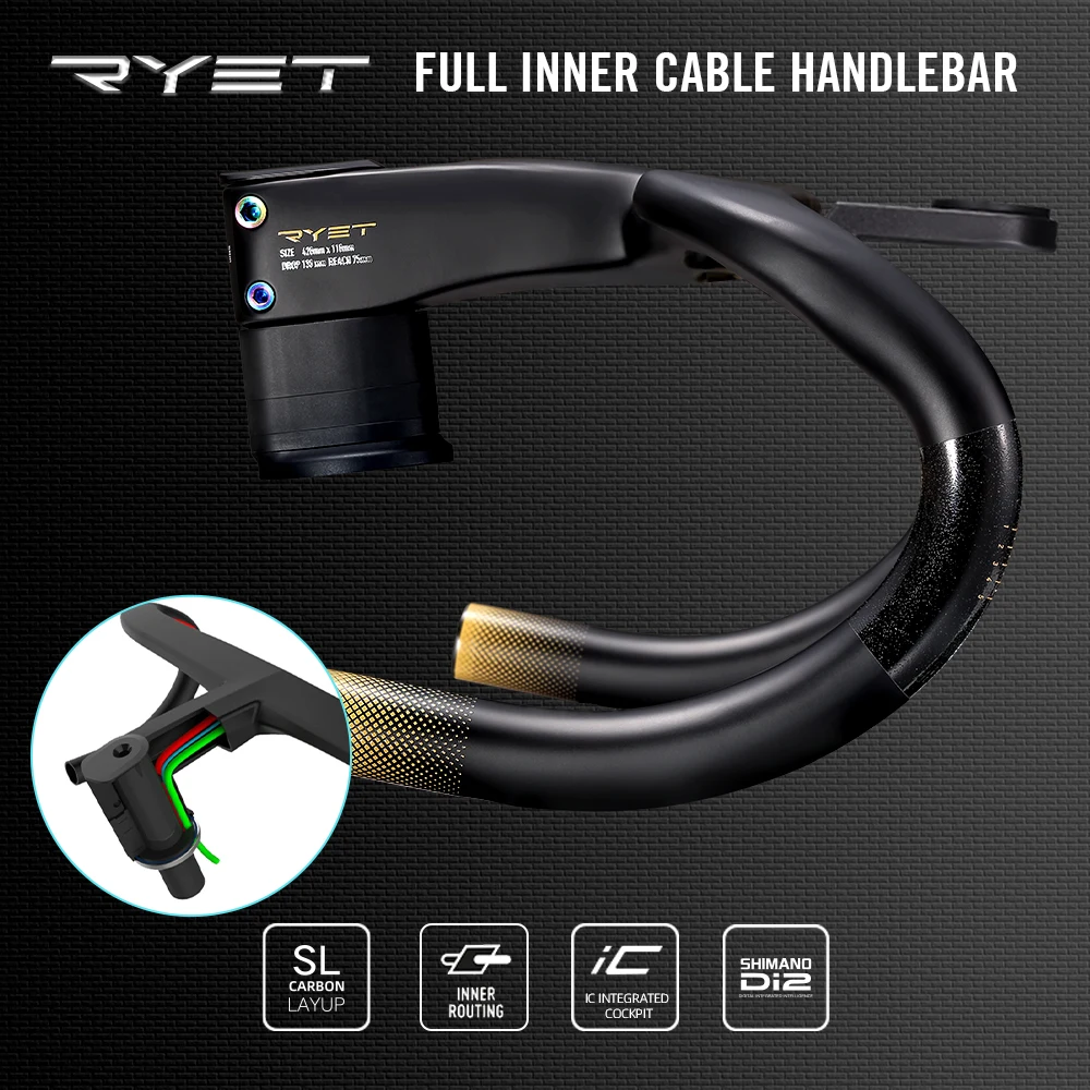 RYET-Ergo-Ace-Road-Bicycle-Handlebar-Carbon-Full-Internal-Cable-Routing ...