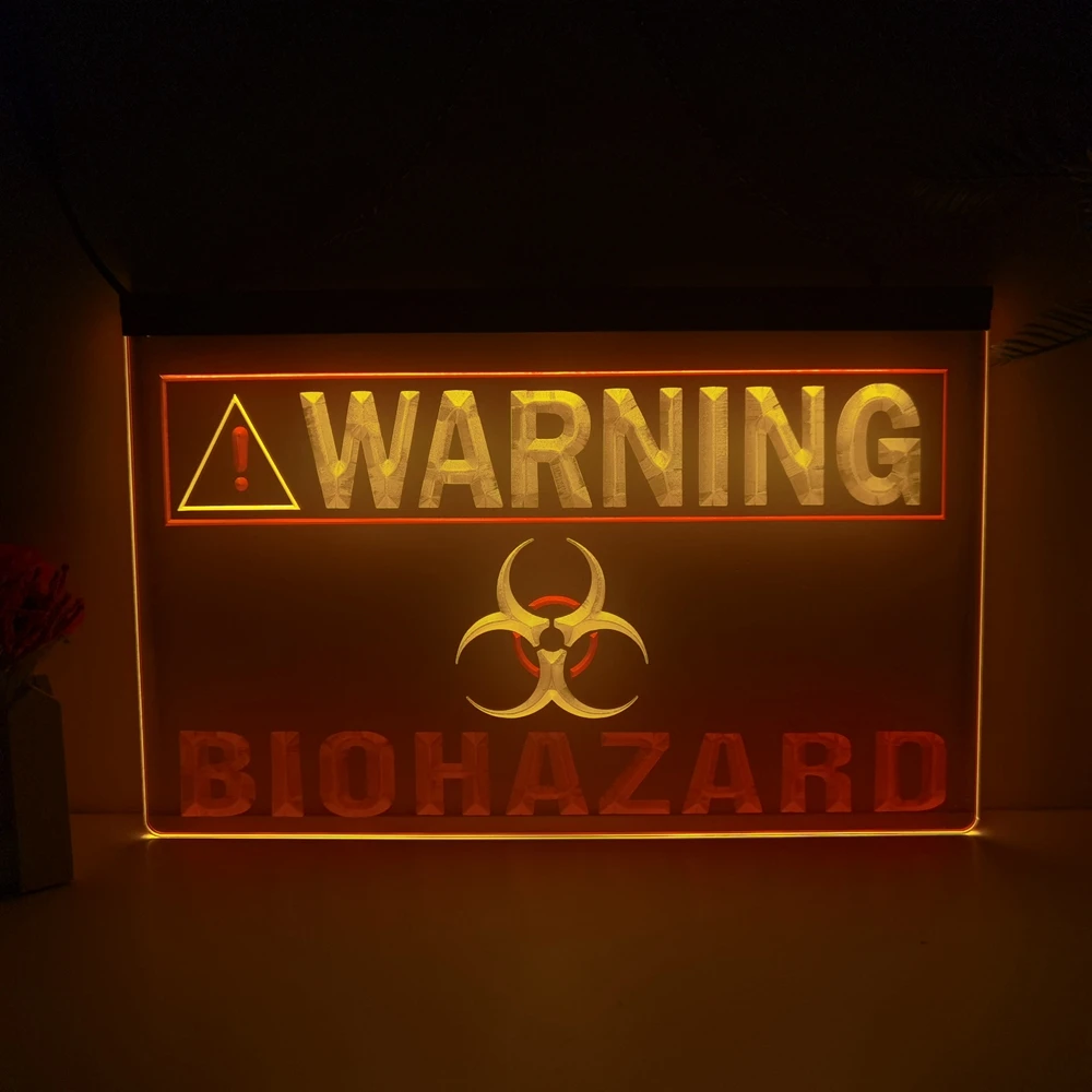 Neon Orange Biohazard Symbol