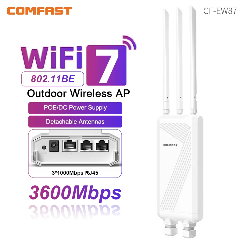 Comfast WiFi7 3600Mbps Outdoor CPE Wireless AP 2.4&5.8GHz WiFi Repeater ...