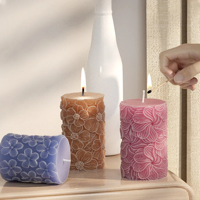 Rose-Butterfly-Columnar-Candle-Silicone-Mold-Cylindrical-Aromatherapy ...