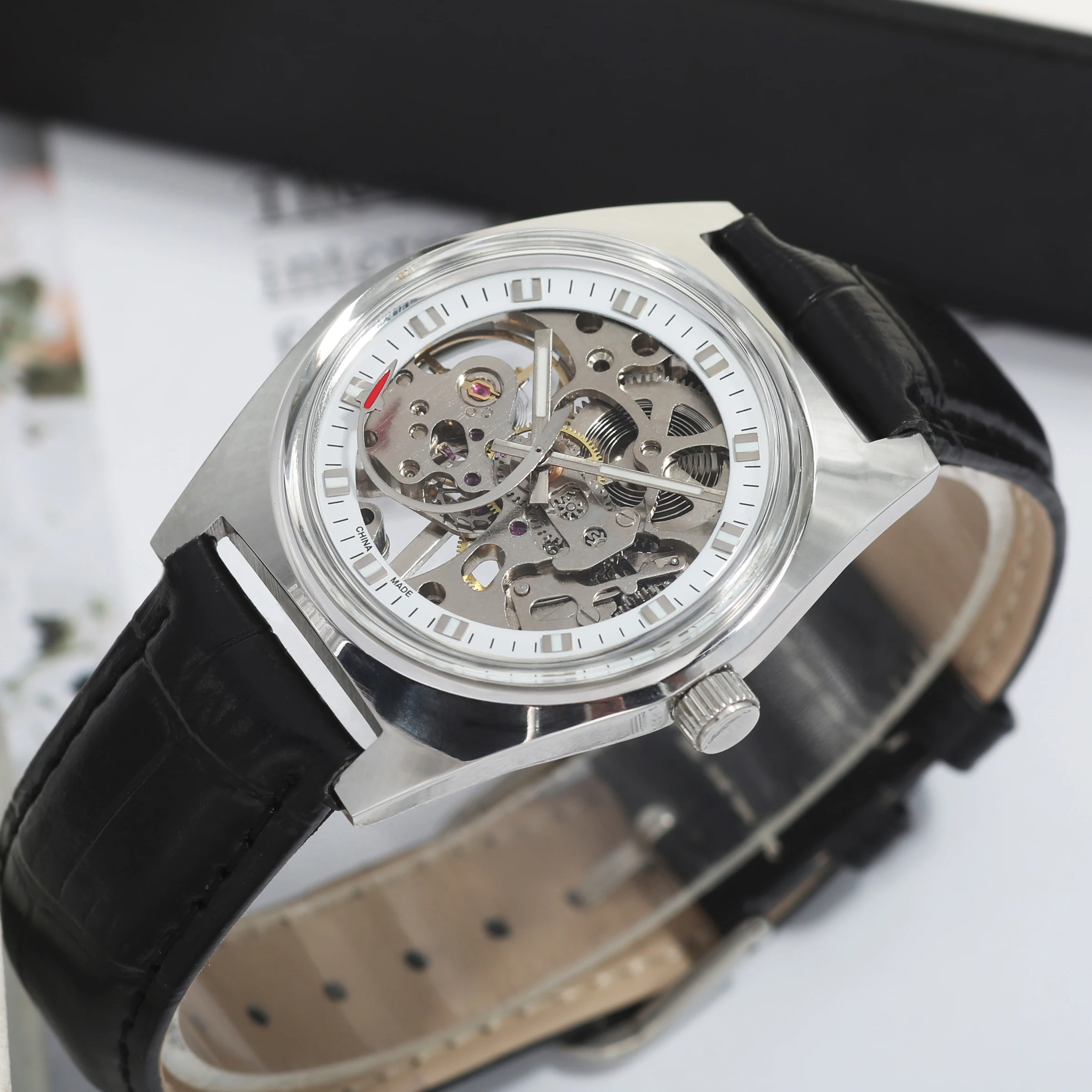 Men's manual mechanical watch 36mm retro skeleton watch for Shanghai ...