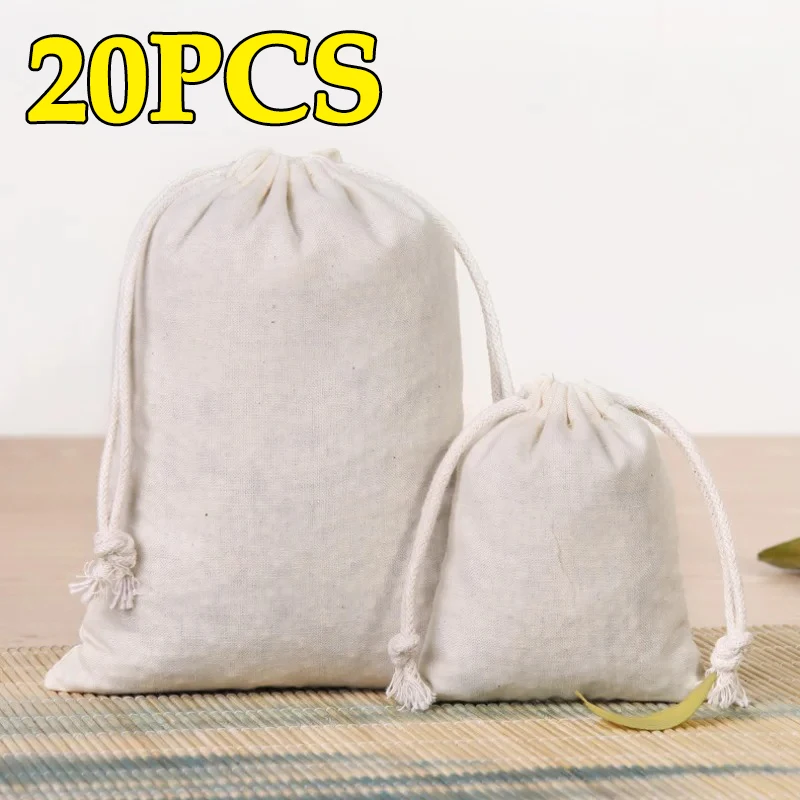 Natural-Cotton-Drawstring-Storage-Bags-Christms-Wedding-Gift-DIY-Plain ...