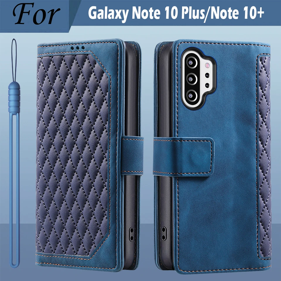 For-Samsung-Galaxy-Note-10-Plus-Case-Flip-Leathe-Magnetic-Flip-Wallet ...