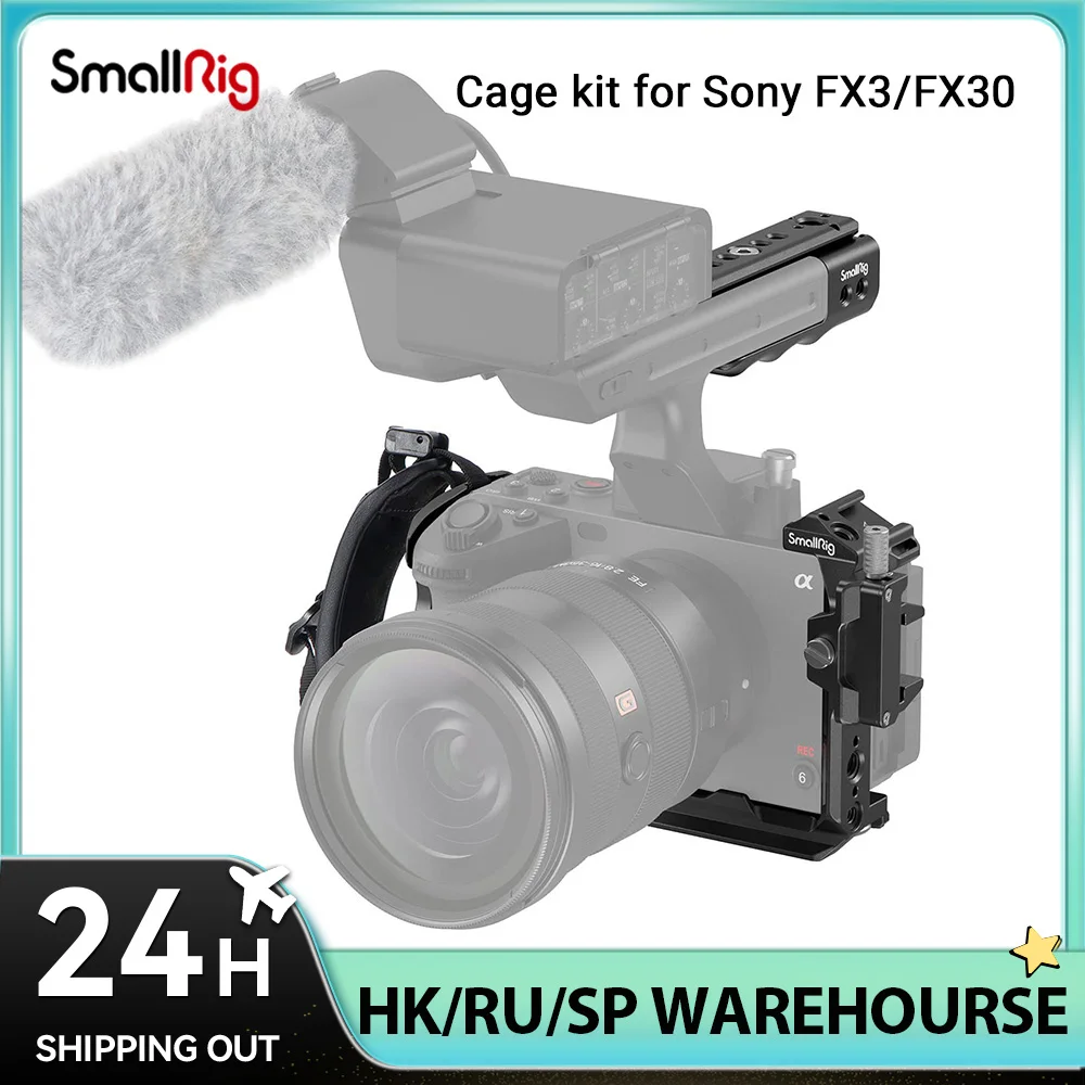 SmallRig Sony FX3/FX30 용 전체 카메라 케이지 리그 키트, 케이블 클램프 콜드 슈, 나토 레일 소니 FX3 ...