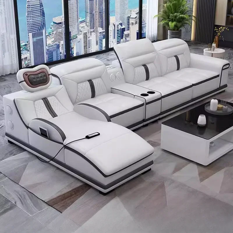 Designer-Modern-Fancy-Sofa-Genuine-Leather-Reclining-Loveseat-Lounge ...