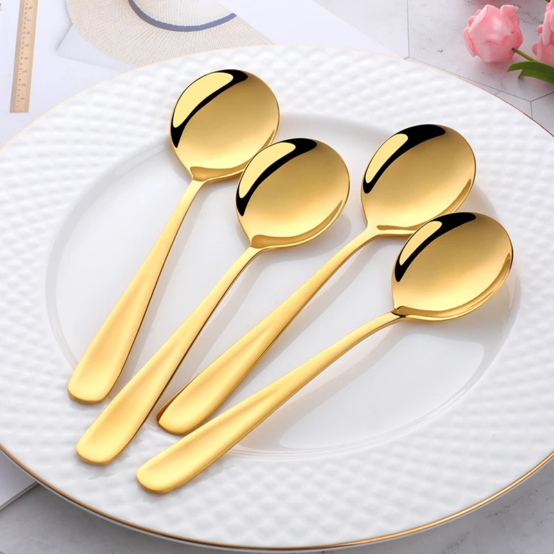 6pcs/set Mini Soup Spoon Stainless Steel Spoon Sugar Dessert Ladle ...