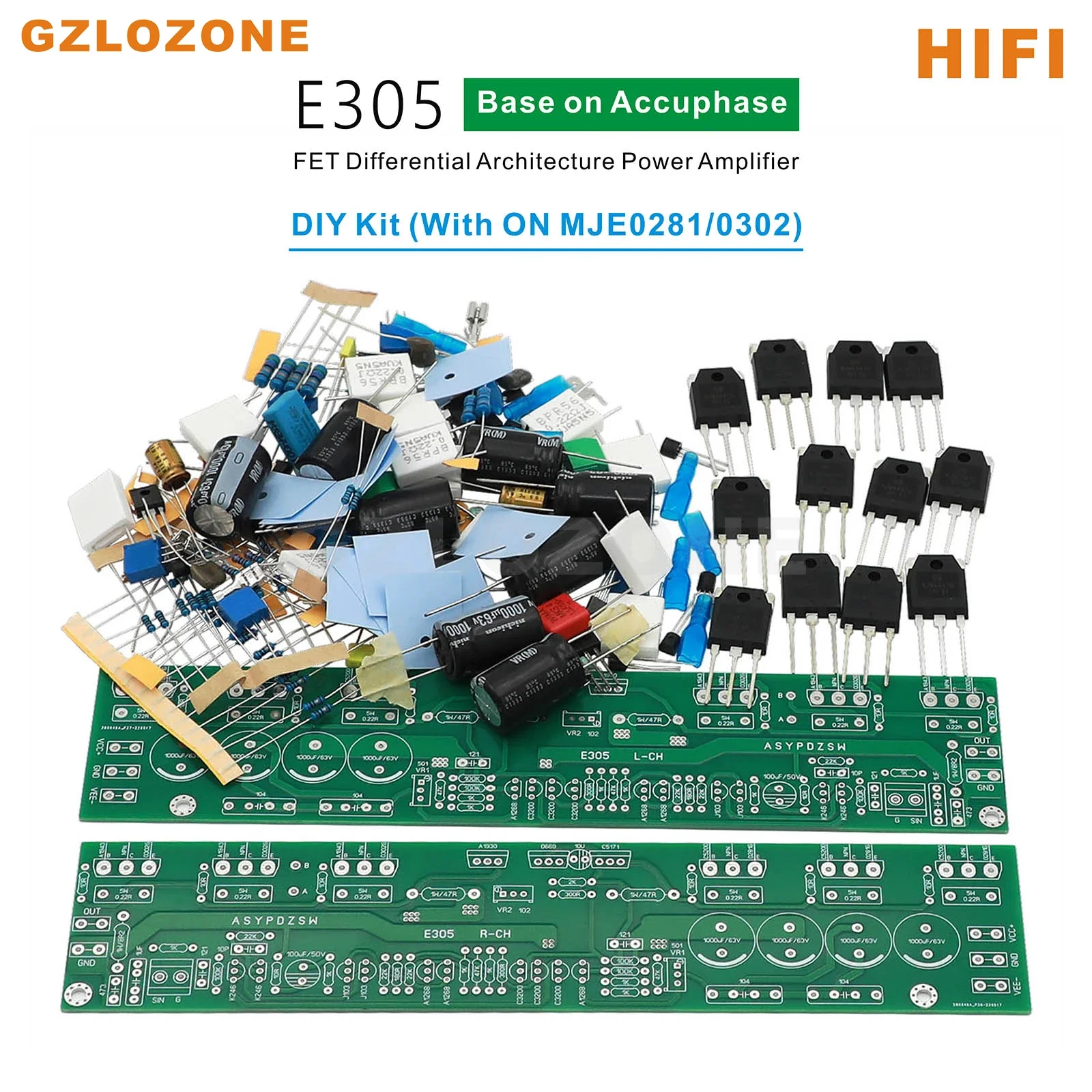 2CH HIFI E305 FET Differential Architecture Power Amplifier DIY Kit ...
