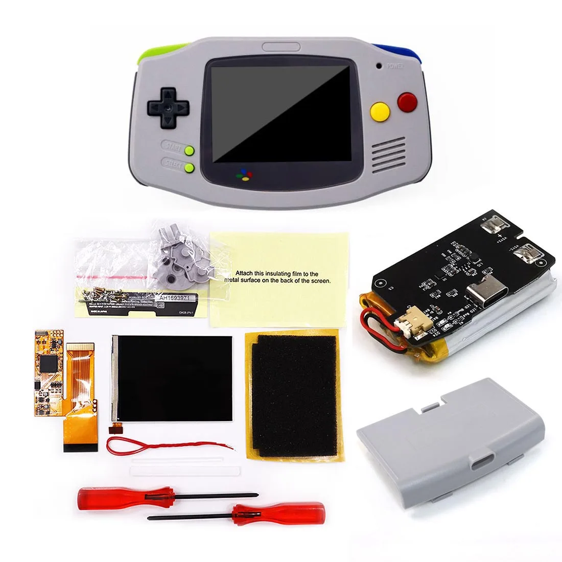 V2-GBA-IPS-Battery-LCD-Replacements-PCB-Mod-Kits-For-Gameboy-Advance ...