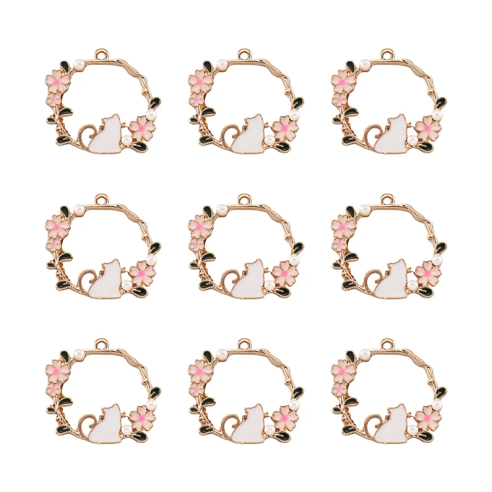 5-pcs-Colorful-Alloy-Enamel-Cute-Cat-Flowers-Charms-For-Earring ...