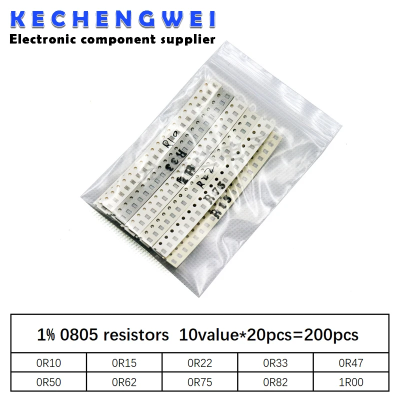 200PCS-1-0805-SMD-resistors-assorted-kit-set-10value-20pcs-200pcs-1R00 ...