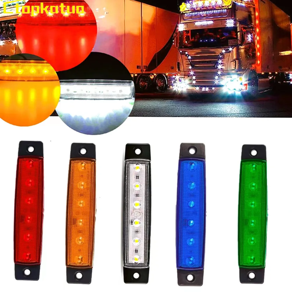 6LED Car Lorry Lights Trucks Front Rear Side Marker Lights LED Trailer ...