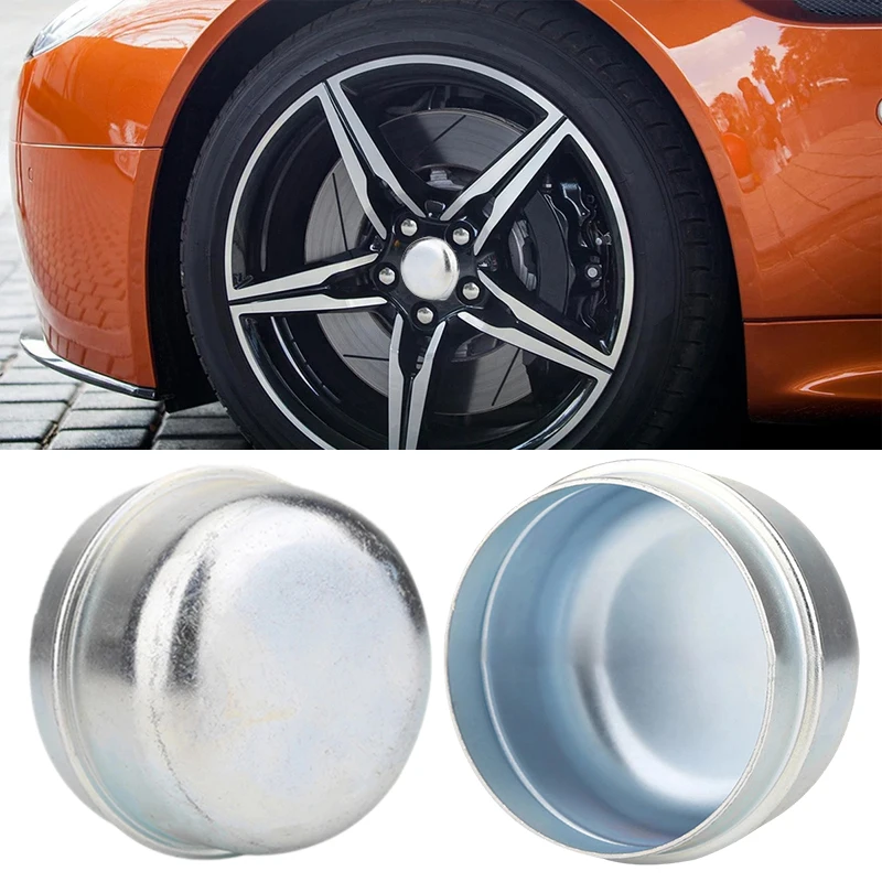 2Pcs 50mm Wheel Hub Grease Metal Cap Bearing Dust Cover Trailer Caravan ...