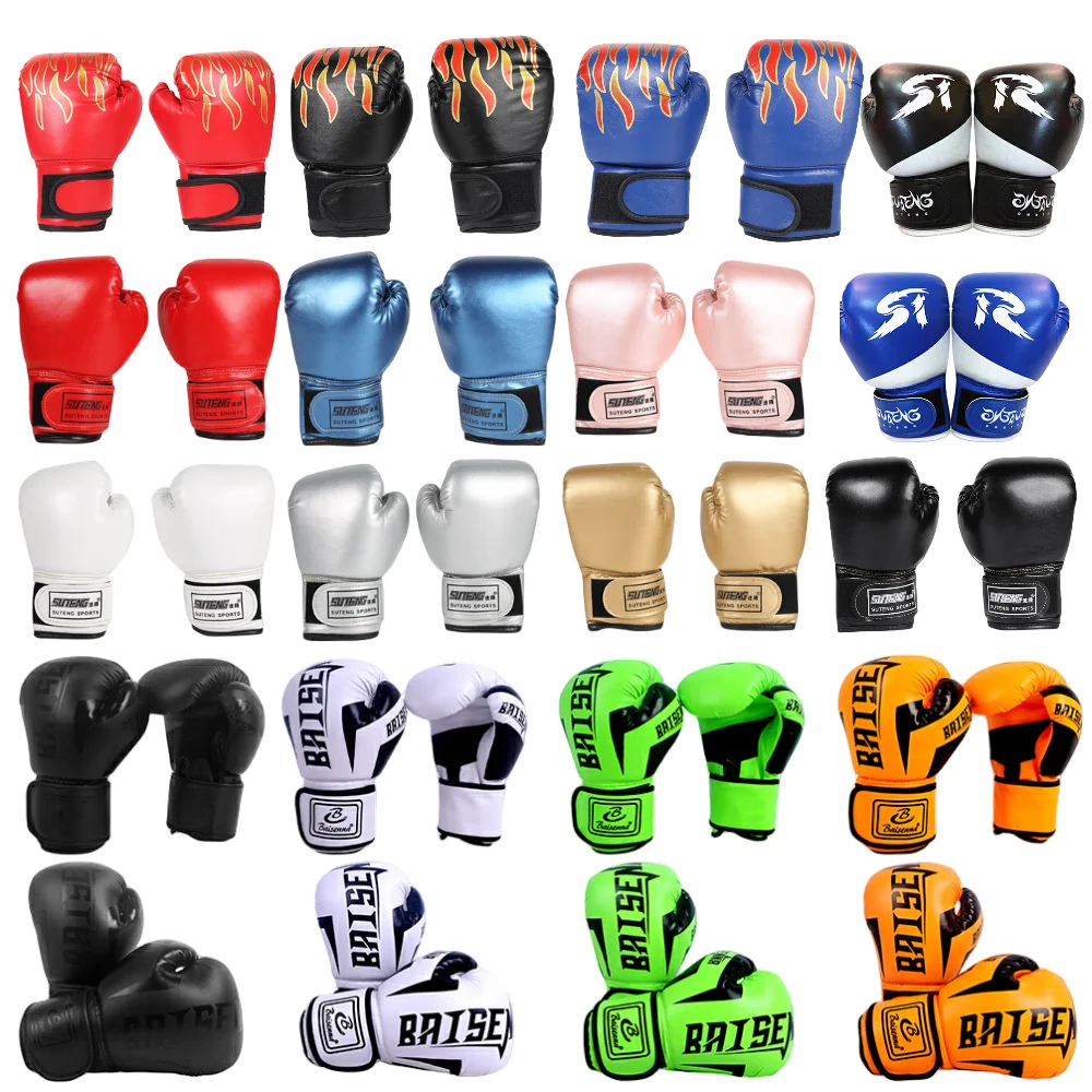 PU-Leather-Kickboxing-Protective-Gloves-Sponge-Boxing-Training-Mitts ...