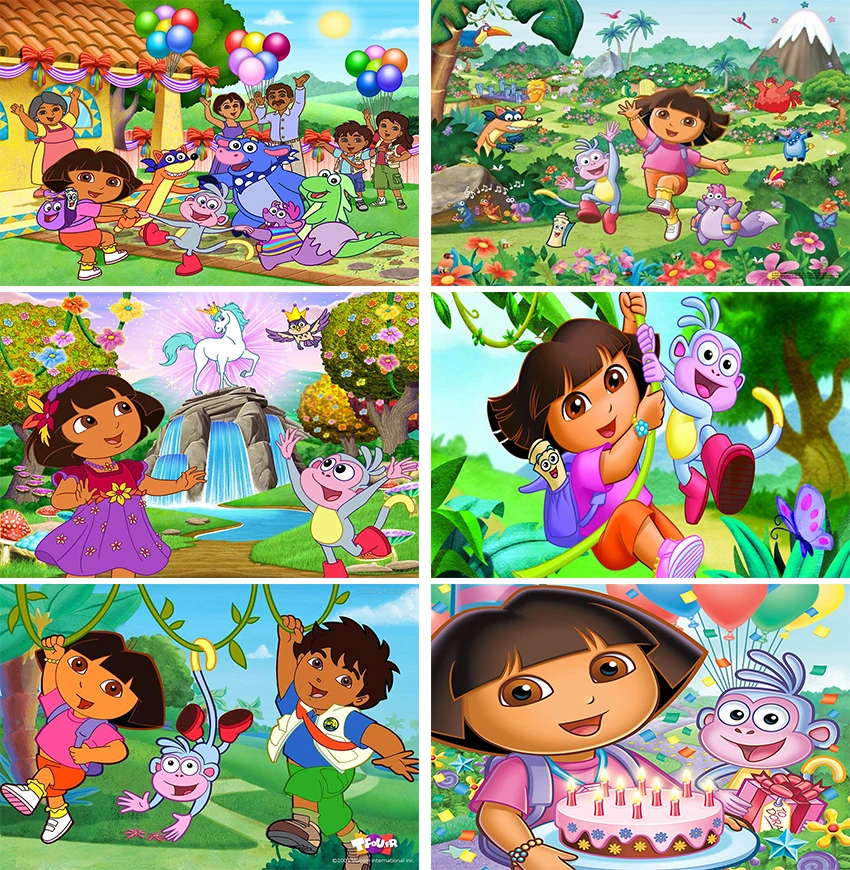 Dora-Explorer-Backdrop-Kids-Birthday-Party-Photography-Background-Green ...