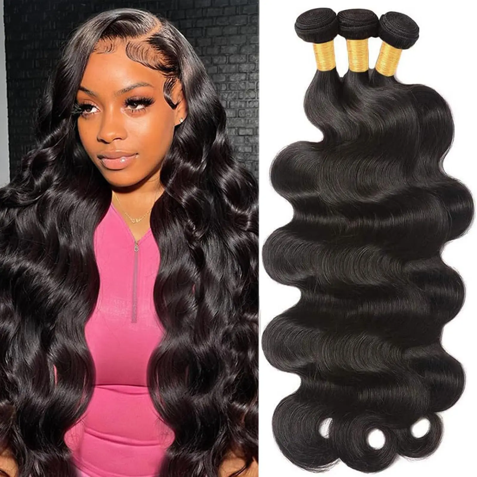 Body-Wave-Bundles-Human-Hair-Brazilian-Weaving-Hair-Weave-Black-3-4 ...
