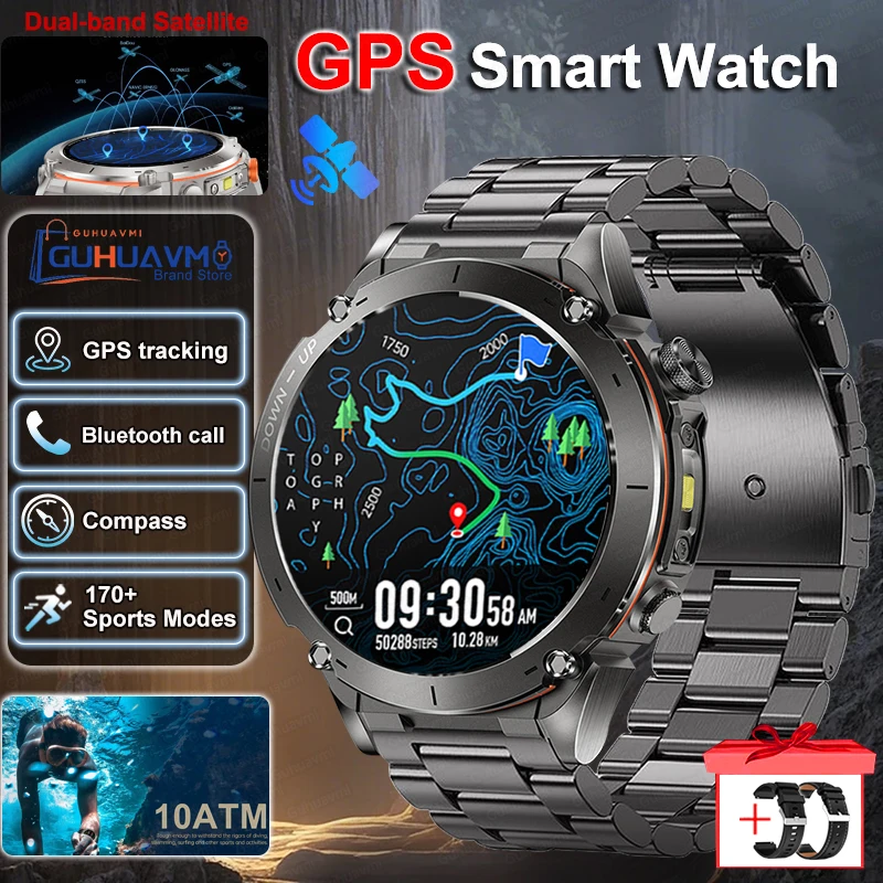 2026 New GUHUAVMI GPS Smart Watch 10 ATM Waterproof Built-in Dual-band ...