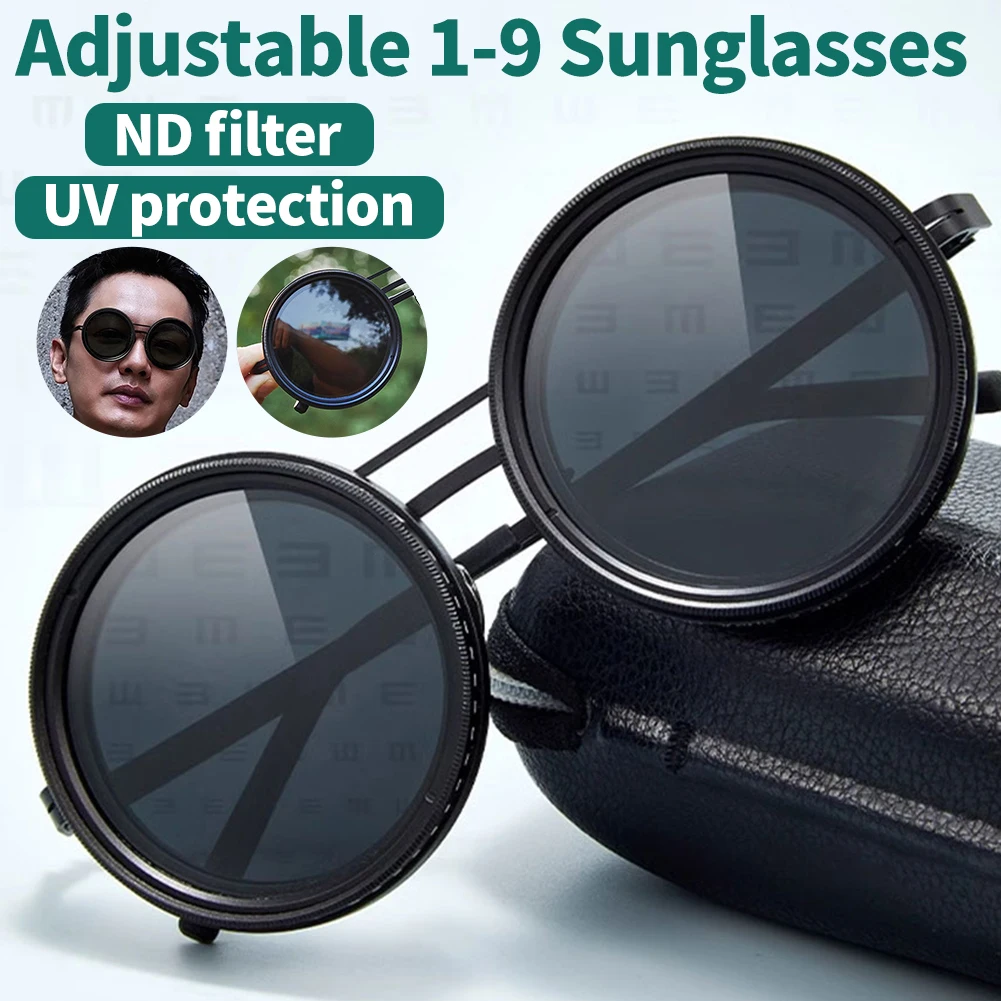 Adjustable 1-9 Sunglasses ND Filter Lenses Fishing Rounded Polarized ...