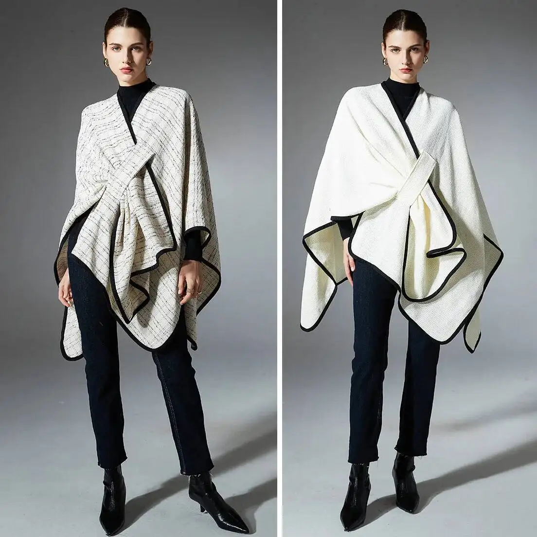 Simple Elegant Occidental Style Cape With Strap Poncho Women Spring ...