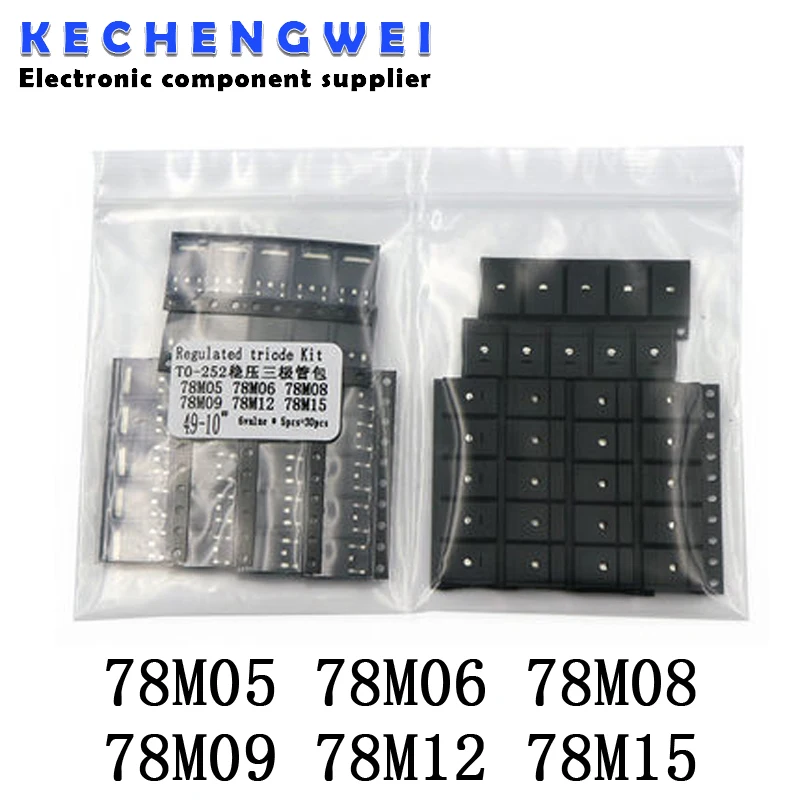 30pcs = 6 Kinds *5pcs TO-252 Transistor Kit 78M05 78M06 78M08 78M09 ...