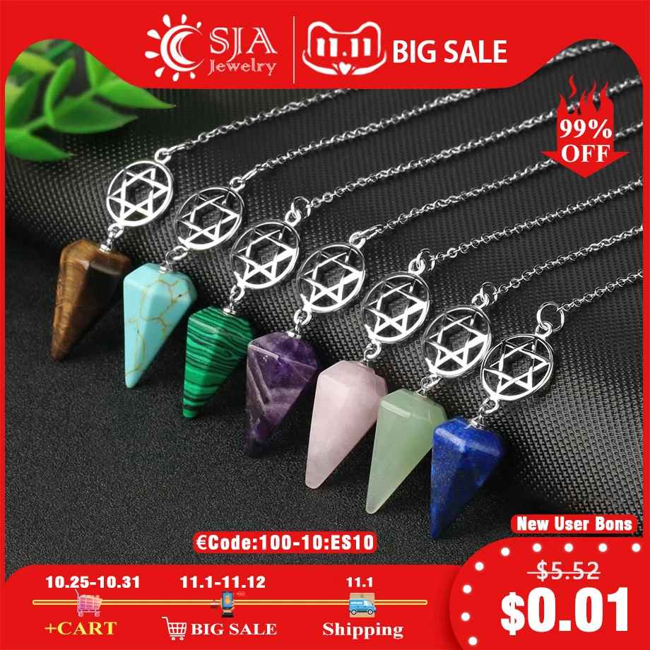Csja Divination Pendulums For Dowsing Rods Crystals Natural Stone Pendant Amulet Pendulum ...