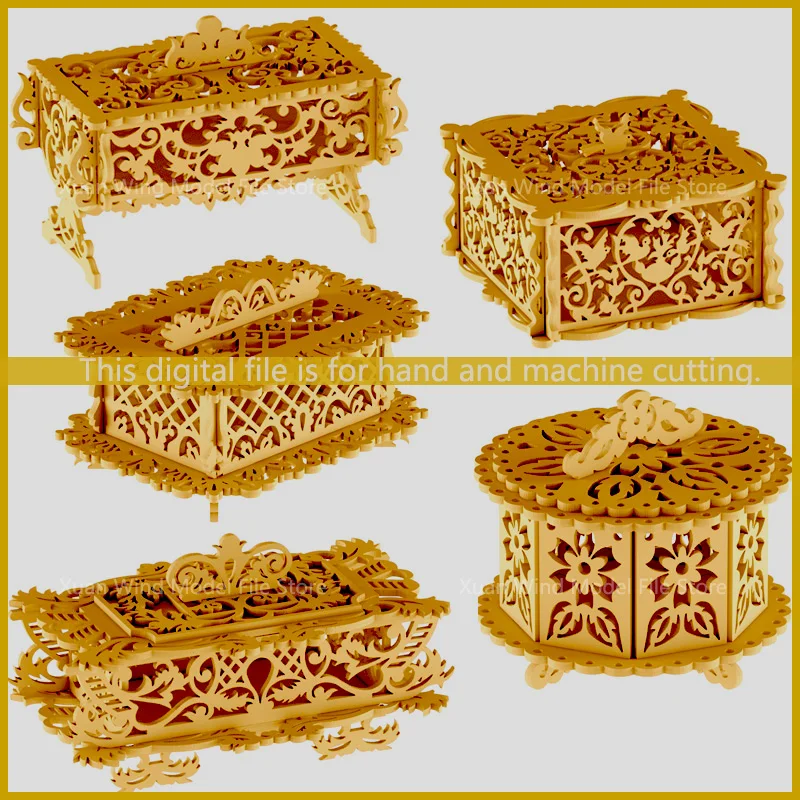 5Db Dobozok Tároló Rajz Lézeres Vágás Vektor Tervezés Cdr Dxf Fájl A ...