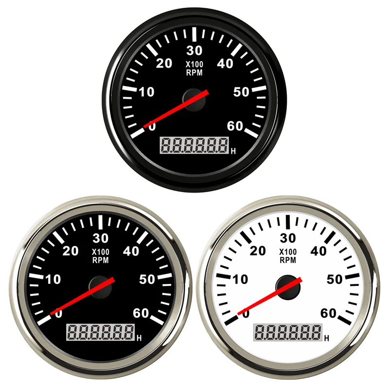 Free-Shipping-Auto-0-6000RPM-Pointer-Tachometers-85mm-Red-Backlight ...