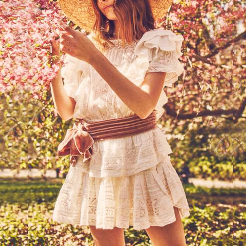 TEELYNN-Butterfly-Lace-Mini-Tiered-Dress-for-Womem-Vintage-White-Cotton-Floral-Embroidery-2023 ...