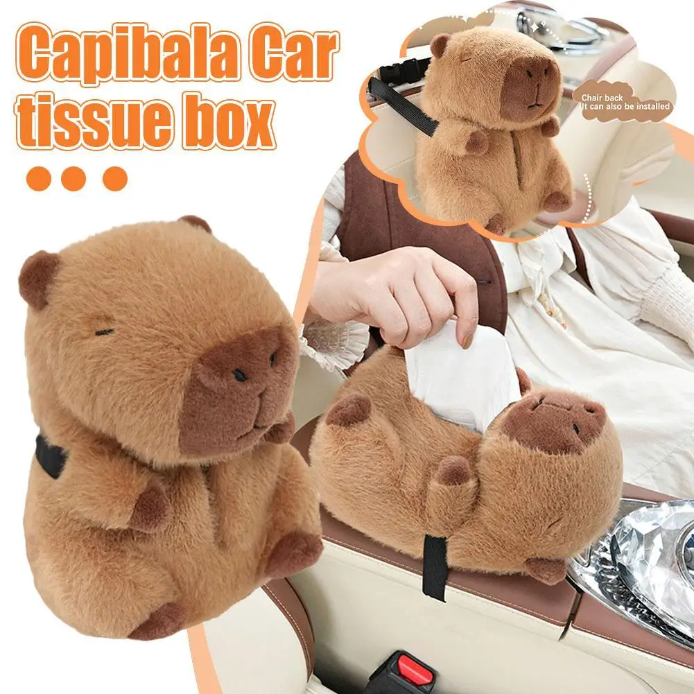 Cute-Capybara-Plush-Car-Tissue-Box-Cartoon-Car-Seat-Back-Paper-Bag ...