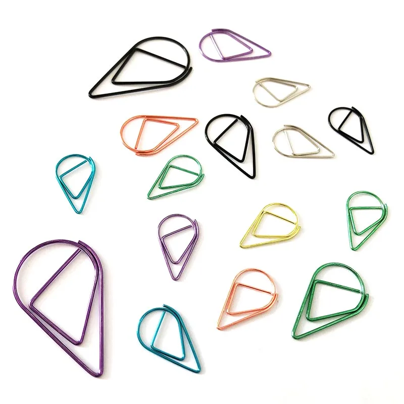 20pcs-25x15mm-Water-Drop-Metal-Paper-Clips-Photo-Office-Memo-Paper-Peg ...