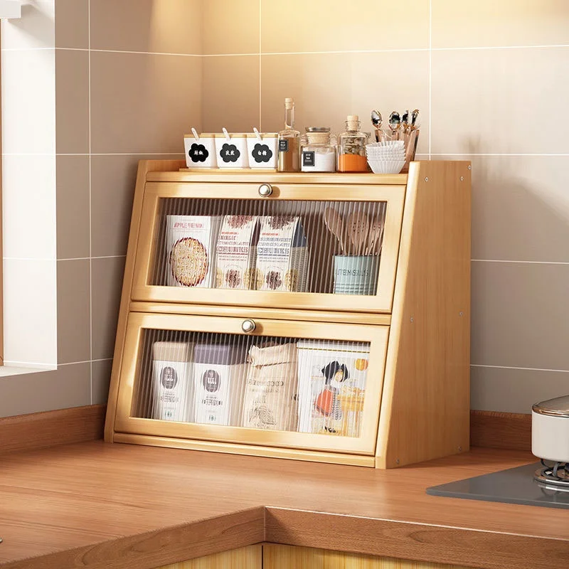 Countertop-Kitchen-Layered-shelving-Cabinet-Desktop-solid-wood-storage ...