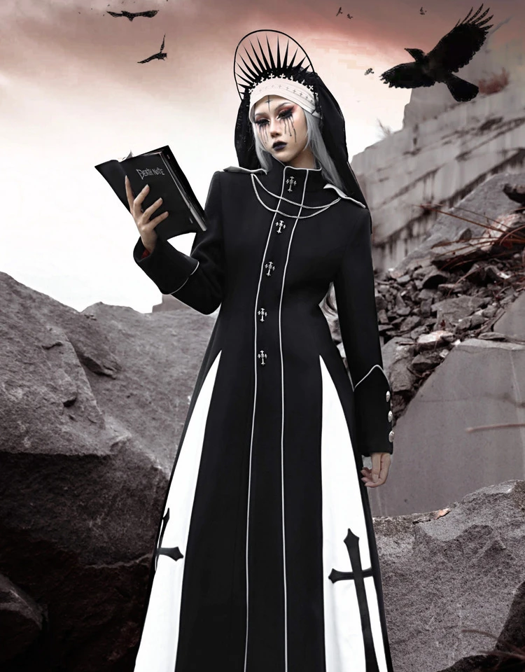 Blood Supply Nun Gothic Black Blends X-long Cross Patch Slim A-line ...