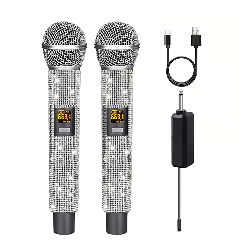 Professional Wireless Microphone with Diamond Type-C Charging Home KTV ...