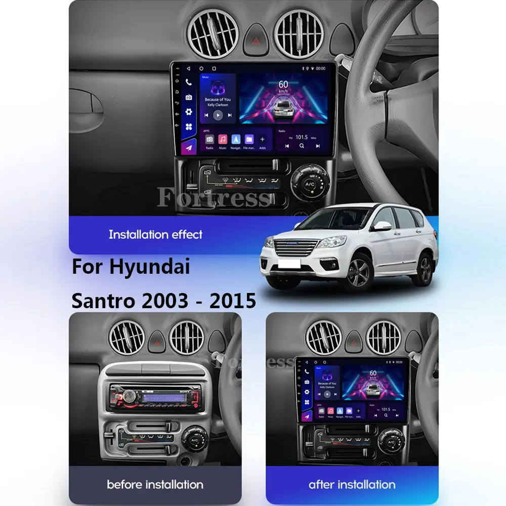 Автомагнитола 9 дюймов, Android 13,0, для Hyundai Santro Atos Prime ...