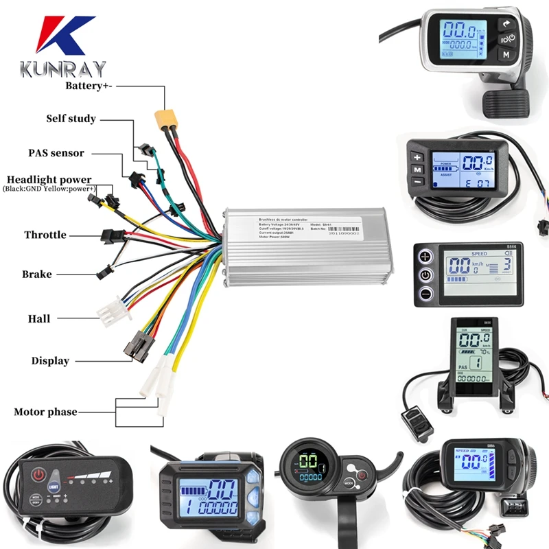 500W Electric Bike Controller Ebike Display Brushless 24V 36V 48V ...
