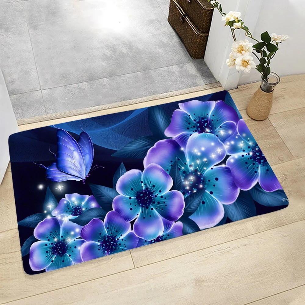 CLOOCL-Bedroom-Carpet-Non-slip-Door-Mat-Floral-Butterfly-3D-Print ...