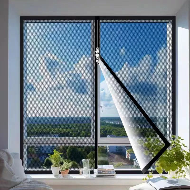 Black-custom-size-anti-mosquito-window-zipper-window-screen-self ...