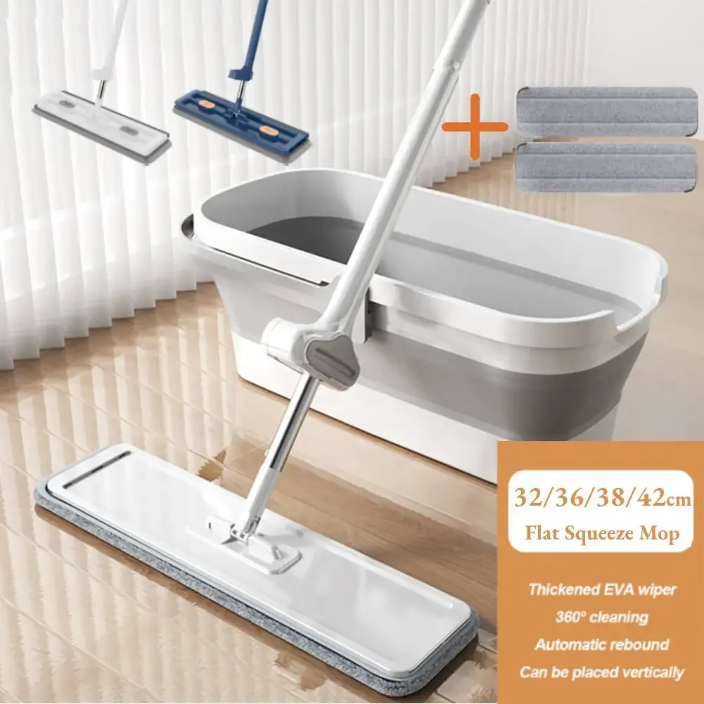 Flat-Squeeze-Mop-Microfiber-Floor-Floating-Mop-Lazy-Wash-Floor-Flat ...